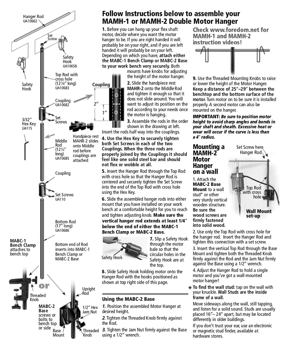 Double Motor Hanger with Mounting Clamp - Foredom